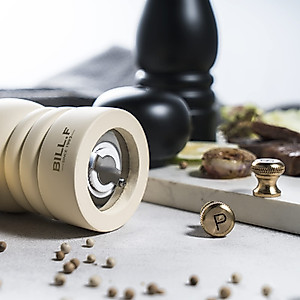 Salt and Pepper Grinder Pepper Mill Grinder Pepper Grinders Shakers Salt Mill Set of 2 with Adjustable Ceramic Rotor 7 Inch Black and White