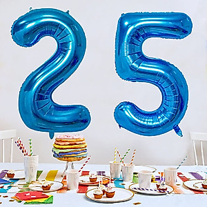 Number 25 Balloons 32 inch Digital Balloon Alphabet 25th Birthday Balloons Digit 25 Helium Balloons Big Balloons for Birthday Party Supplies Wedding Bachelorette Bridal Shower, Blue Number 25