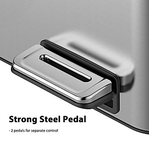 Kitchen Trash Can, 2x5.3 Gallon Garbage Can, Stainless Steel Waste Bins for Recycling and Trash, 2 Compartments with Removable Inner Buckets, Step On Pedal, Quite-Close Lid, Silver