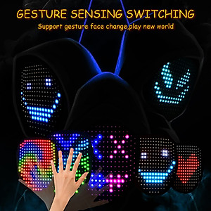 momoga Led Mask Scary halloween Costumes With 50 Presets Pattern, Masquerade mask for men With Gesture Sensing For Party Masquerade Dj Costume Party, Halloween mask led light up mask for Adult Kid