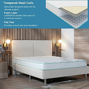 Mdhitsox 6 Inch Twin Mattress,Medium Innerspring Hybrid Mattress with Fabric Cover and Inner Foam,Tempered Steel Coils Support,Twin Size Mattresses Rolled in a Box with Extra Felt Pad