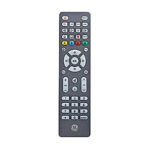 GE Backlit Universal Remote Control for Samsung, Vizio, LG, Sony, Sharp, Roku, Apple TV, TCL, Panasonic, Smart TV, Streaming Players, Blu-Ray, DVD, Simple Setup, 4-Device, Graphite, 48848