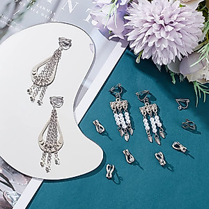UNICRAFTALE 50pcs Stainless Steel Clip-on Earring Non-Piercing Earring with Loops Painless Converter Earring Components for Earring Making 12x6x9mm