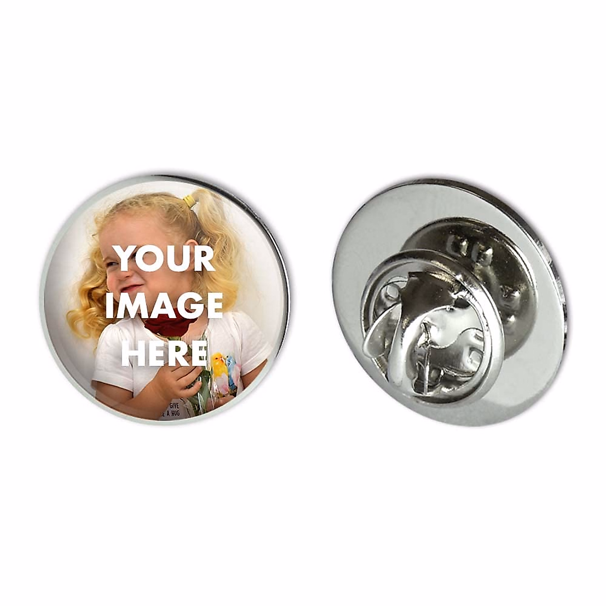 Graphics and More Personalized Small Round Lapel Hat Pin Tie Tack .75"| Customize With Your Own Image