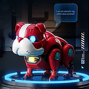 Robot Bulldog, Children's Intelligent Pet Dog, Voice Control, Music Puppy Pets, Lighting, Mechanical Dog Toys, Smart Interactive Stunt Robot Dog Toy for Toddlers, Kids 3-8 Year Gift