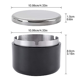 Ashtray for Cigarettes Indoor or Outdoor FriyGardcn Ashtray for Weed Cool Cute and Standing Ashtray Black Plastic Ashtray with a Stainless Steel Liner Ash Tray for Patio, Office and Home