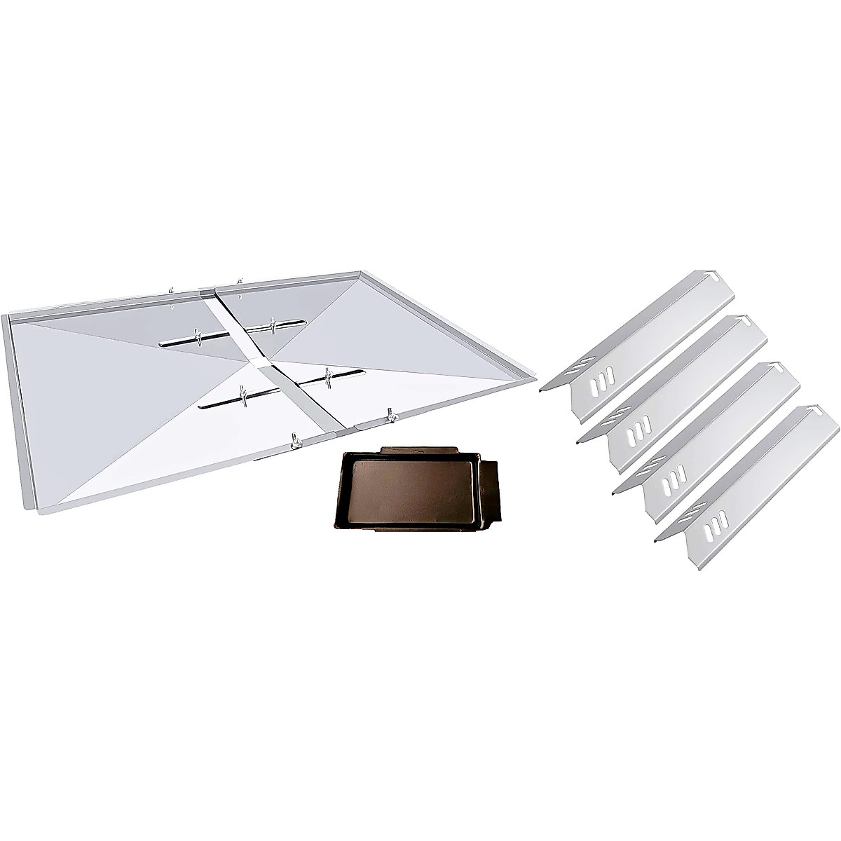 Replacement Grease Tray (24-27 inches width) and Heat Plate Set of 4 for Dyna-Glo BBQ Grill Models DGB494SPB, DGB495SDP, DGP495SDP-D, DGF493BNP, DGB495, DGB515, DGB610, DGF493, DGF510, DGF600