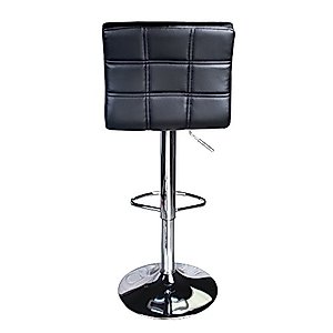Leopard Modern Square PU Leather Adjustable Bar Stools with Back, Set of 2, Counter Height Swivel Stool, Barstools for Kitchen Counter (Black)