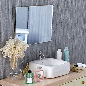 iLAND Dollhouse Furniture and Accessories 1/12 Scale of Dollhouse Bathroom Set incl Ceramic Dollhouse Toilet & Bathtub & Wooden Bathroom Vanity with Sink (Luxury 9pcs)