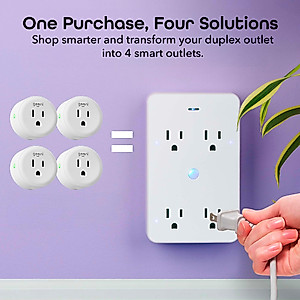 Geeni Smart Wi-Fi 4 Outlet Plug with Surge Protection, – No Hub Required – Compatible with Alexa, Google Home, White – 1-Pack