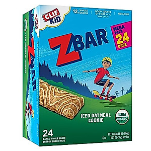 CLIF Kid Zbar - Iced Oatmeal Cookie - Soft Baked Whole Grain Snack Bars - USDA Organic - Non-GMO - Plant-Based - 1.27 oz. (24 Pack)