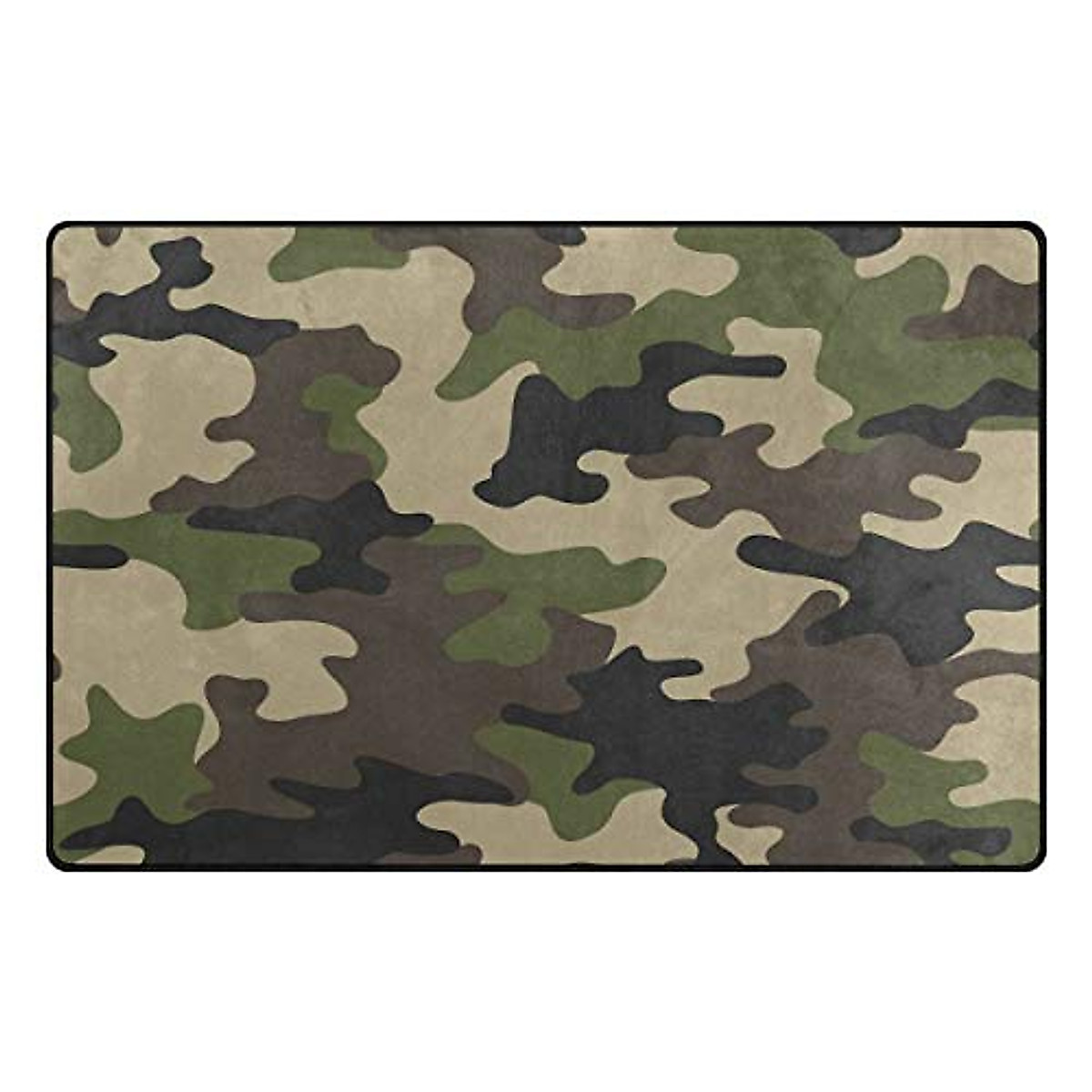 Linomo Area Rug Camouflage Green Camo Floor Rugs Doormat Living Room Home Decor, Carpets Area Mats for Kids Boys Girls Bedroom 60 x 39 Inches