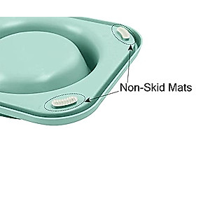 L.D.Dog Cat Food Bowls, Cat Bowls Non-Skid and Non-Spill Silicone Pads with PP Stand, Removable Stainless Steel Food and Water Dishes for Cats, Small Size Dogs