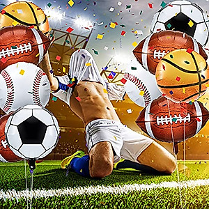 20 Pieces Sports Foil Balloon Set, Baseball Balloons Football Balloons Basketball Balloons Soccer Balloons Metallic Mylar Balloons Sports Game Balloons for Boy Baby Shower Birthday Sports Themed Party