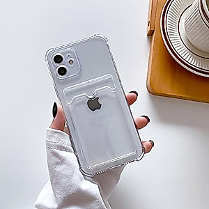Tuokiou Clear Wallet Phone Case for iPhone 12, Upgrade Clear Card Slot Case, Slim Fit Protective Soft TPU Shockproof Wallet Case with Cute Card Holder Pocket for Apple iPhone 12 6.1inch (Clear)