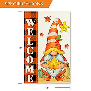 OlaTopia Set of 4 Gnome Seasonal Garden Flags 12x18 Double Sided, Buffalo Plaid Welcome Spring Summer Winter Fall Garden Flag, Vertical Burlap Farmhouse Yard Flags for Home Outdoor Decor