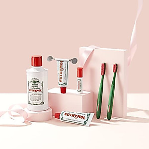 [Euthymol] Natural Flouride-Free Formula/Strong Mint Flavor for Fresh Breath, 3.7 oz | Classic Pink Toothpaste for Fresh Breath, Plaque & Tartar Remover | Travel Size Aluminum Recyclable Tube