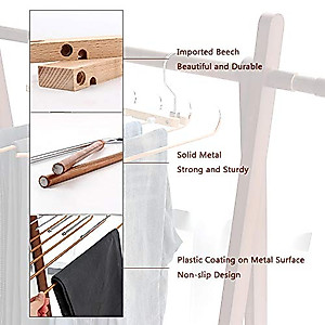 XUANSHUO Space Saving Hangers Metal Magic Hangers Closet Wardrobe Clothing Hanger Organizer，Updated Hook Design (Wooden Pant Hanger)
