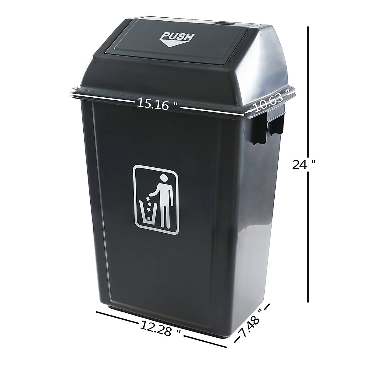 Lesbin 4-Pack 13 Gallon Kitchen Trash Can with Lid, Plastic Garbage Bin for Kitchen, Gray