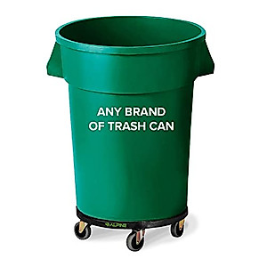 Alpine Rolling Brute Trash Can Dolly - Trash Can Dolly with Wheels/Trash Can Roller Base for Round 20, 32, 44, or 55 Gallon Garbage Bins, Heavy Duty Holds Up to 500lbs (Black)