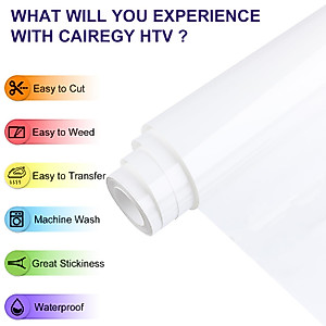 CAREGY 2Rolls 12" x 20ft HTV Vinyl Rolls Black and White Set Heat Transfer Vinyl for T-Shirts Iron on Vinyl Easy to Cut Weed for DIY Heat Vinyl (12" x 20ft Each Roll)