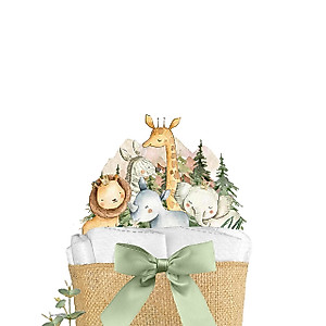 Safari Diaper Cake - Gender Neutral Baby Gift - Gender Reveal - Burlap and Sage Green
