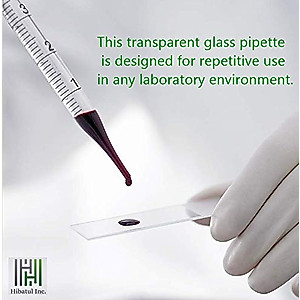 HIBATUL INC 4 Pack (5ml) Glass Graduated Dropper Pipettes Lab Dropper with Blue Rubber Cap and Scale