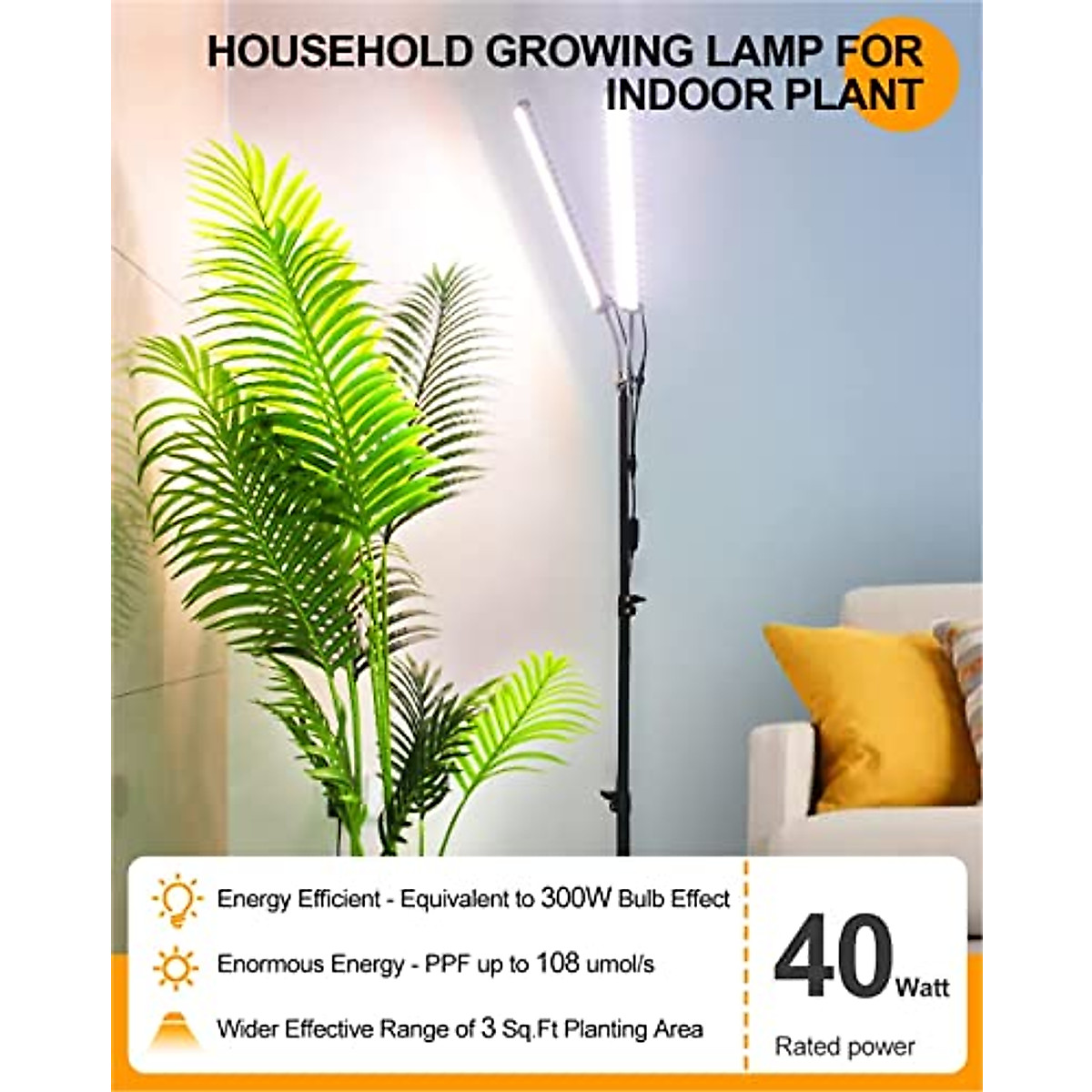 DOMMIA LED Grow Lights, 3 Modes Grow Lights for Indoor Plants Full Spectrum with 60" Adjustable Tripod Stand,180 LED Plant Grow Light with Stand 6/10/12 Timer Dimmable Grow Light Strip for Tall Plants