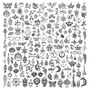 JIALEEY 200 PCS Wholesale Bulk Lots Jewelry Making Charms Mixed Smooth Tibetan Silver Metal Charms Pendants DIY for Necklace Bracelet Jewelry Making and Crafting