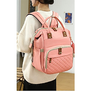 Axone 3 in 1 Baby Diaper Bag Backpack Unisex Travel Nappy for Boys & Girls Waterproof Stroller Straps Large Capacity Pink