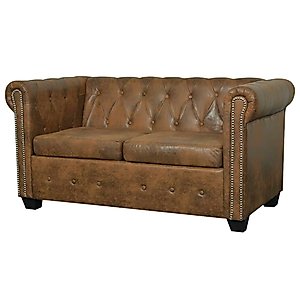 MSLAONXC Sofa 2-Seater,Living Room Decoration,Sectional Sofa,Armrest Sofa,Lobby Sofa,Hotel Sofa,Modern Style,Conference Sofa,for Living Room,Home,Office,Study Room,Brown Faux Leather