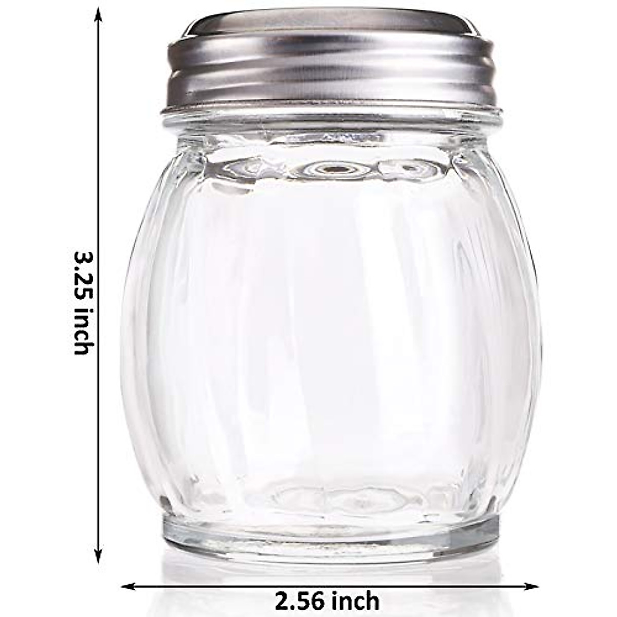 Nicunom 20 Pack 6 Oz Spices Shaker with Perforated Stainless Steel Lid, Swirl Glass Parmesan Cheese Shaker with Slotted Caps, Salt and Pepper Shakers Set, Seasonings Spice Retro Style Dispensers