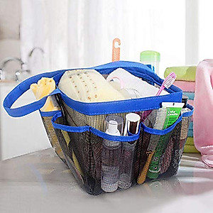 2 Pack Mesh Shower Caddy Shower Tote Bag with 8 Mesh Storage Pockets Shower Caddy Bag Bath Organizer for College dorms Gym Shower Swimming Travel and Daily (Blue)