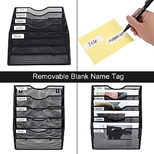 PAG Hanging Wall File Holder Mail Organizer Wall Mount Document Letter Rack, 5-Tier, Black