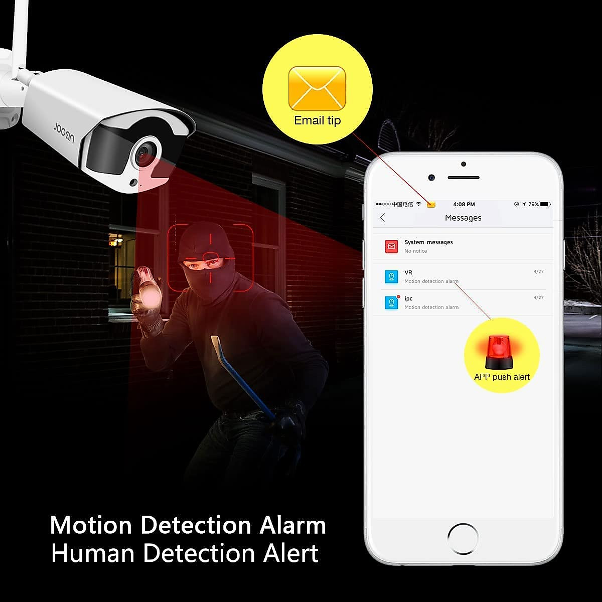 JOOAN 3MP Wireless Security Camera System, 8 Channel Waterproof Security Camera System, 4PCS Night Vision Security Cameras Wireless Outdoor with 1TB HDD, AI Human Detection, Audio Record, Motion Alert