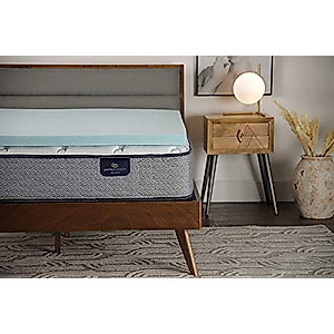 Serta ThermaGel Memory Foam Mattress Topper, King, Blue