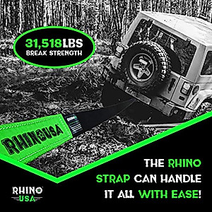 Rhino USA Heavy-Duty Recovery Gear Combos Off-Road Jeep Truck Vehicle Recovery, Best Offroad Towing Accessories - Guaranteed for Life (30' Strap + Shackles)