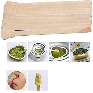 50 Pieces Wooden Wax Applicator Sticks Wooden Wax Applicator Sticks Spatulas Wooden Waxing Craft Sticks Spatulas Wooden Spatulas Applicator for Eyebrow Nose Face Body Hair Removal