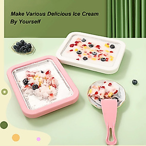 Ice Cream Maker for Kids,Frozen Fruit Ice Cream Machine with 2 Spatulas and Silica Cup,Homemade DIY Ice Cream for Making Gelato, Frozen Yogurt, Sorbet