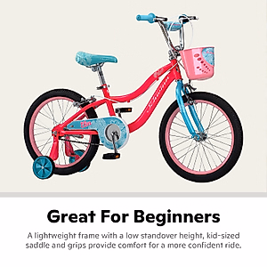 Schwinn Koen & Elm BMX Style Toddler and Kids Bike, For Girls and Boys, 18-Inch Wheels, With Training Wheels, Chain Guard, and Front Basket, Recommended Height 42-52 Inch, Pink