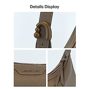 Amazing Song Hald Moon Crossbody Bag for Women, Designer Hobo Shoulder Handbag Togo Lether Adjustable Strap, Brown