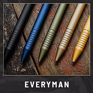 Everyman OD Green Super Matte Grafton Pen, Aluminum Pocket-Size Writing Pen, Luxury EDC Premium Ink Pen, Bold Point Ballpoint Pens, Office Supplies, Fine Point, Smooth Writing Pen with Grooved Grip