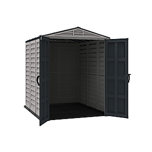 Duramax 35825 Yardmate Plus Outdoor Vinyl Storage Shed, Adobe/Grey