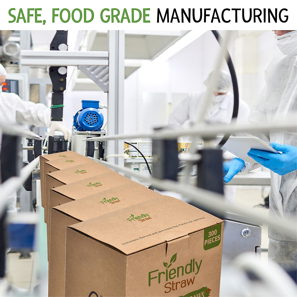 Friendly Straw 300 Pack Biodegradable Kraft Paper Straws, 7.75" x .25" Drinking Paper Straw Bulk Pack