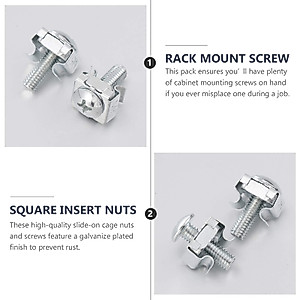 TEHAUX Rack Mount Hardware 200 Pcs Nut Computer Servers Cabinet Screws Network Rack Screws Server Rack Screws Rack Mount Screw Clip Dedicated Steel Server Shelves