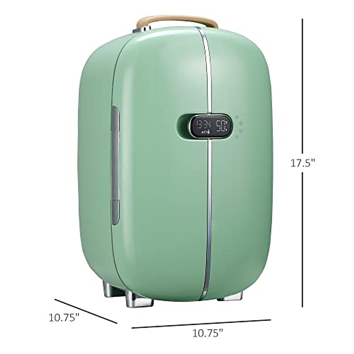 HOMCOM Portable Skincare Fridge, 12L Mini Fridge for Bedroom, Office, Dorm and Car, Thermoelectric Cooler and Warmer Refrigerator for Beauty, Makeup and Cosmetics, Green