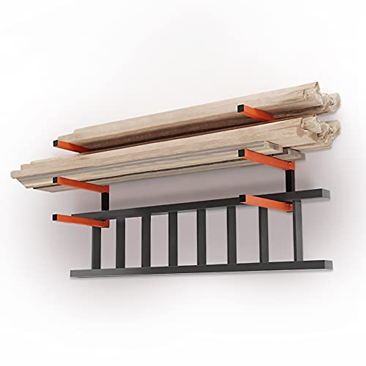 TORACK Lumber Storage Metal Rack, Wood Organizer with 3-Level Wall Mount (1PACK)