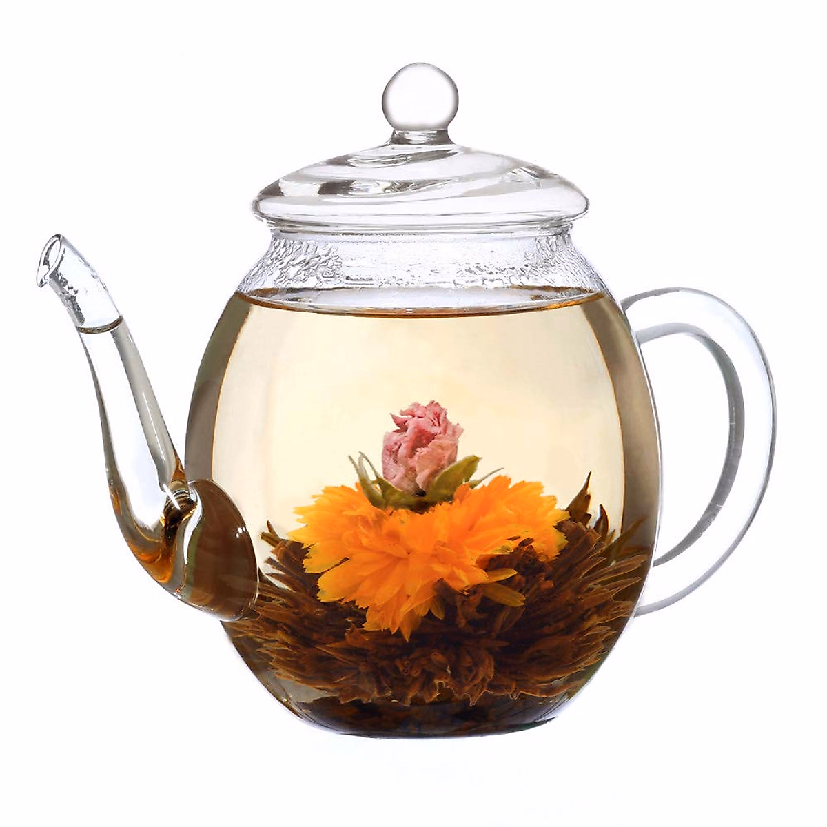 Creano Flowering Tea Abloom Tea – Flower Tea Ball Gift set with 17oz Glass Tea Pot | Black tea