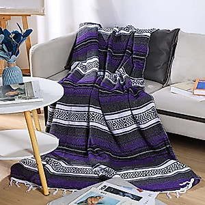 4 Pcs Mexican Blankets Bulk Handwoven Mexican Yoga Blanket Towel Colorful Falsa Serape Woven Throw Blanket Boho Mexican Beach Blankets for Outdoor Camping Beach Picnic Travel Home (Multicolor)