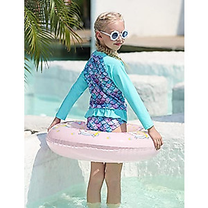 UNIFACO Toddler Girls Tankini 3D Fish Scale Stylish Bathing Suit Swimsuit Long Sleeve Shirt and Bikini Bottom